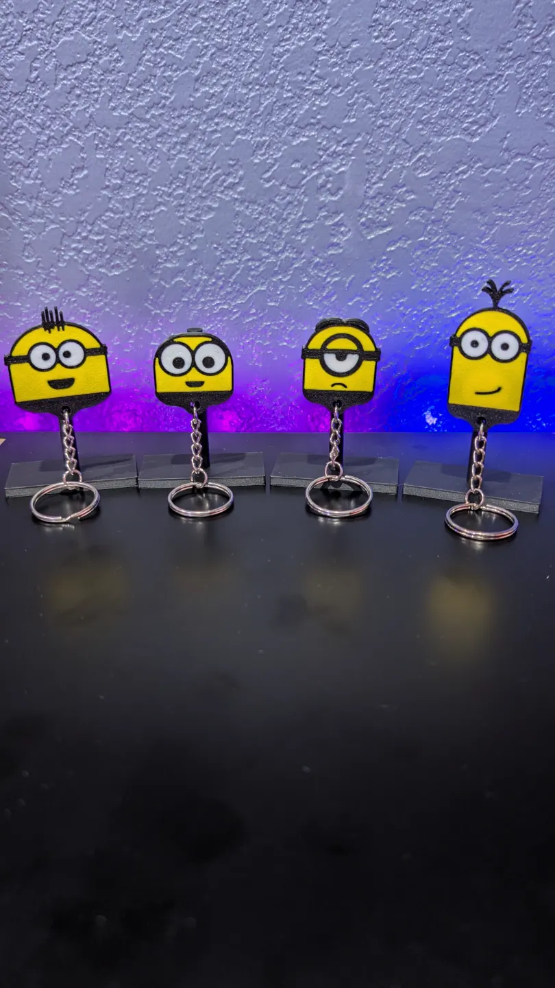 Minions-Themed Keychain Set & Magnetic Wall Holder by Kevin MakerWorld ...