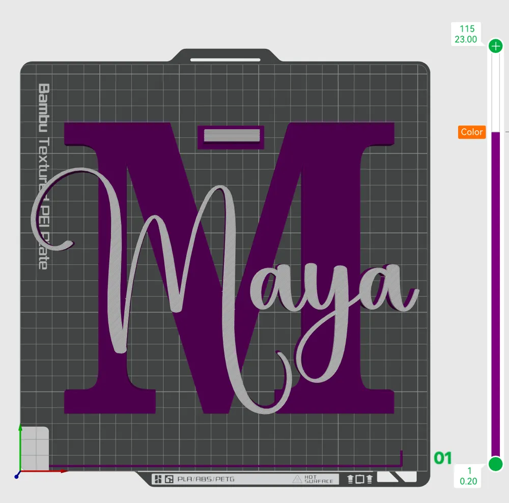 MAYA Name Ornament Initial Nameplate Sign by meetoo333 MakerWorld ...