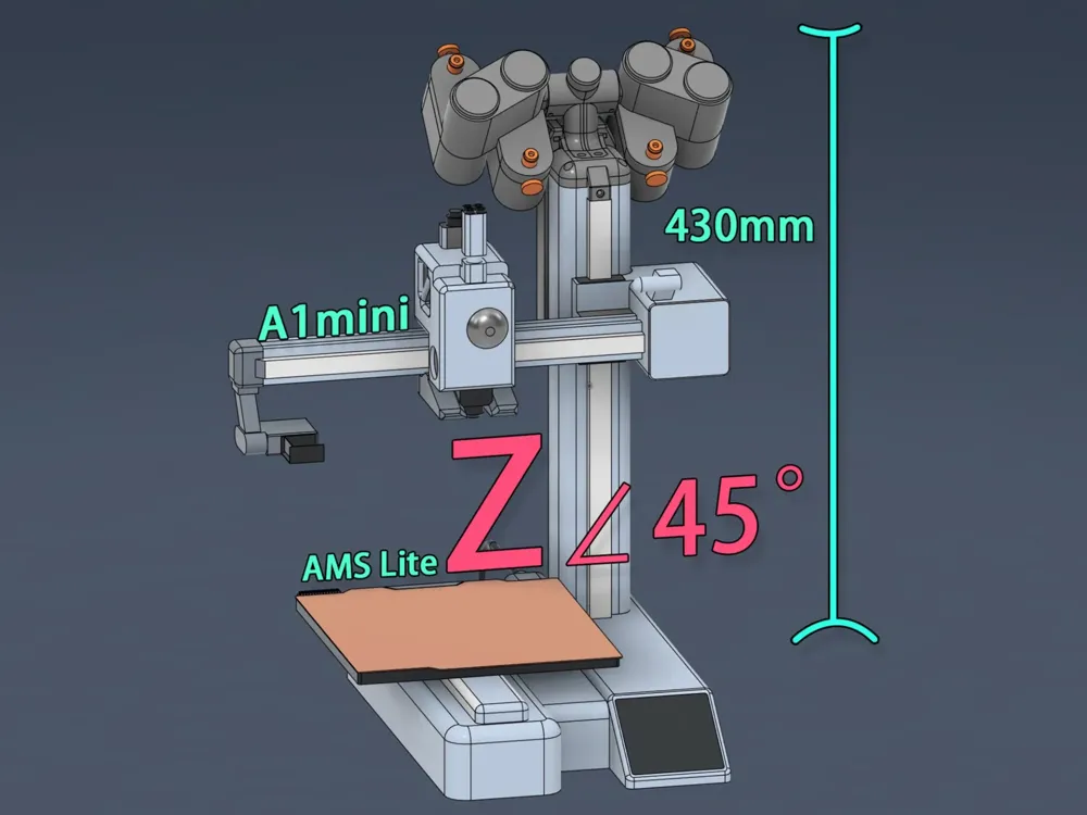 A1 mini Z-axis top-mounted AMS Lite modification scheme (height almost ...