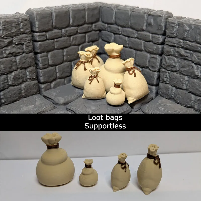 Loot bags - DND scatter terrain (supportless) by Together 3D - MakerWorld