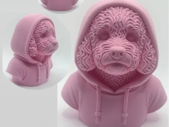 Cavapoo dog bust in hoodie ornament - Free 3D Print Model - MakerWorld