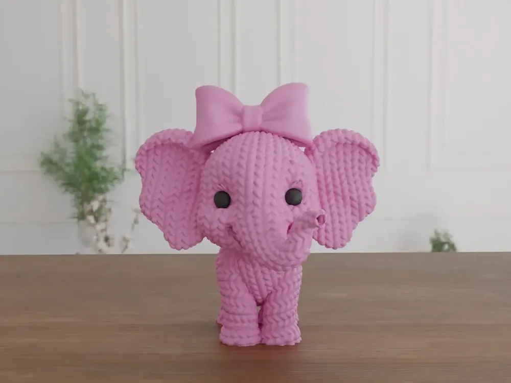 Adorable Knitted Little Elephant - Free 3D Print Model - MakerWorld