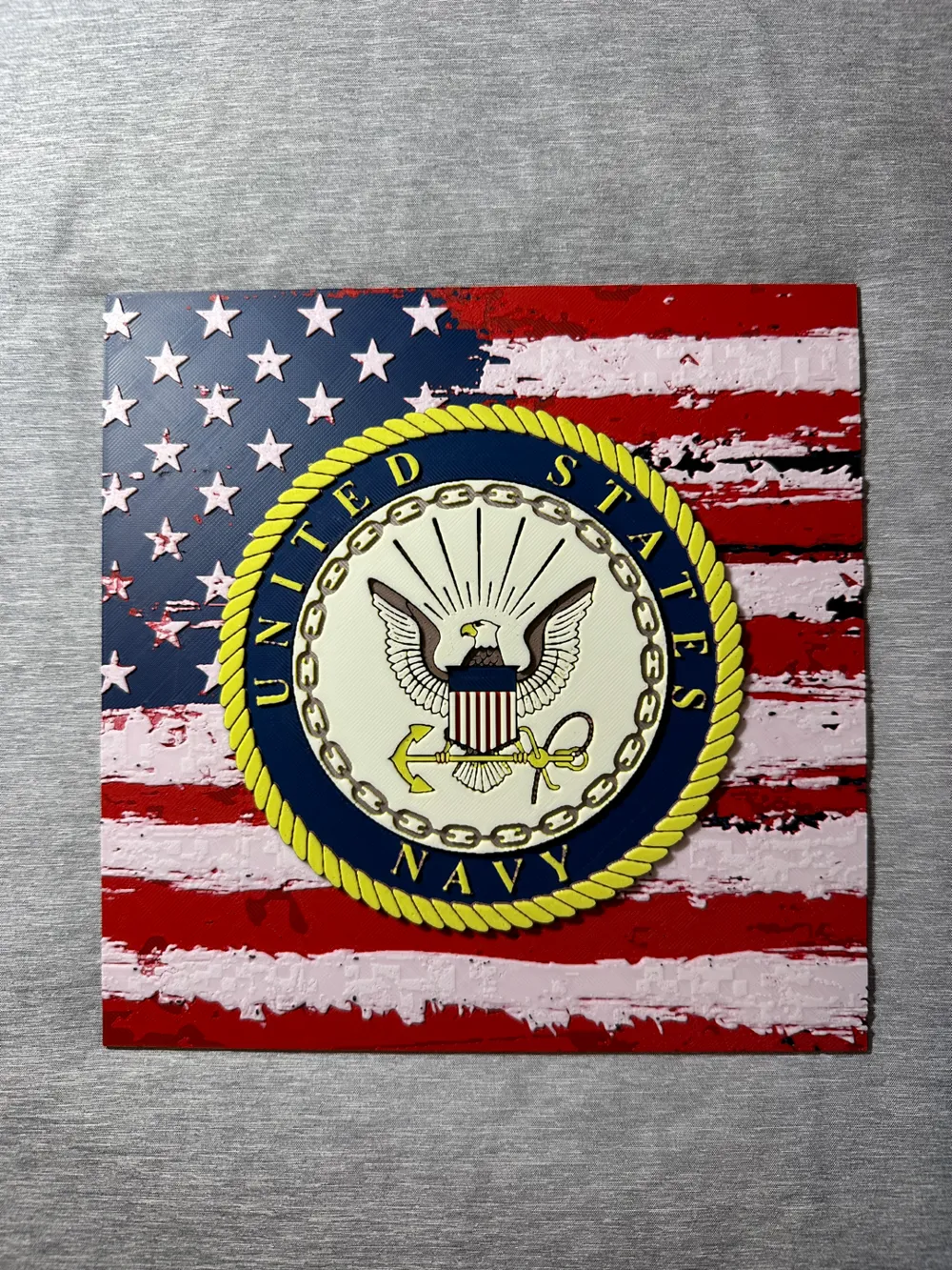 US Flag & Navy Logo Hueforge - Free 3D Print Model - MakerWorld