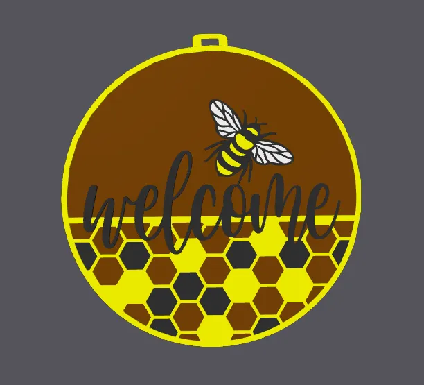 Welcome Bee and hive decoration door by BossX1000 - MakerWorld