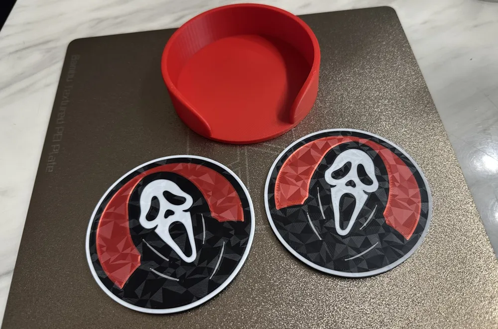 Ghostface / Scream Coaster & Holder Set by XYO MakerWorld: Download ...
