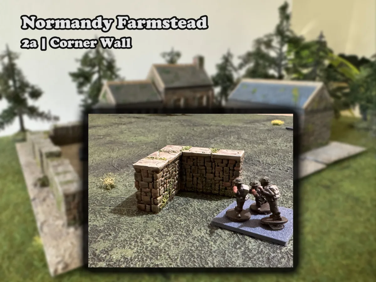 15mm Normandy Farmstead | 2a Corner Wall - Free 3D Print Model - MakerWorld