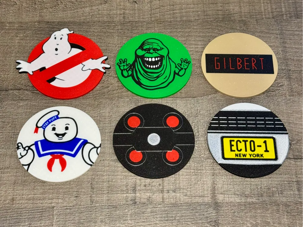 Ghostbusters drinks coaster set and coaster holder by Dave W MakerWorld ...