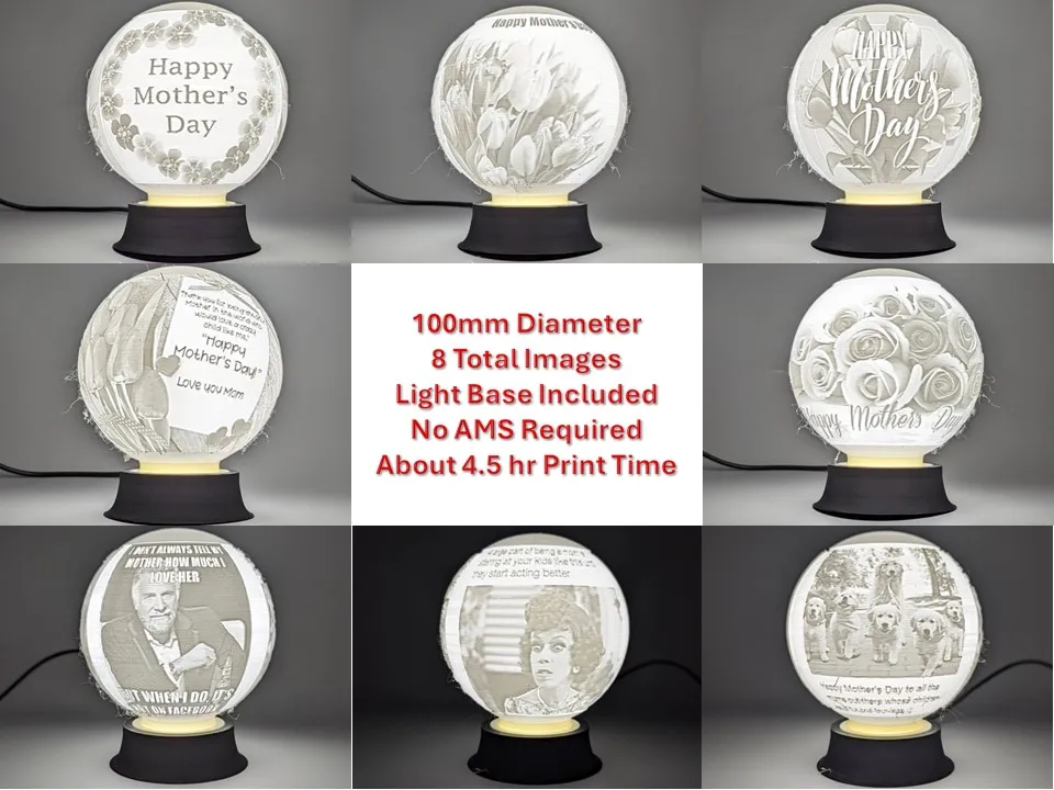 Mother's Day Lithophanes With Lighted Base - Free 3D Print Model ...