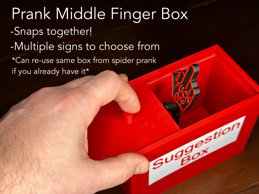 Prank Middle Finger Box (Snaps together!) by Biochem - MakerWorld