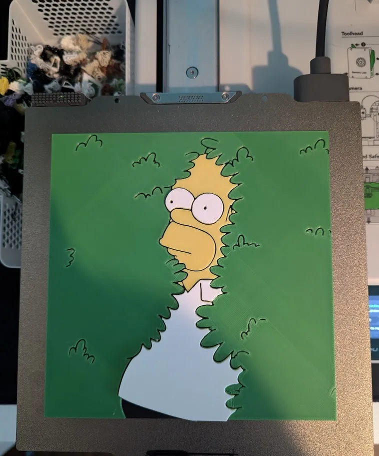 Homer in bushes Meme - Hueforge - Free 3D Print Model - MakerWorld