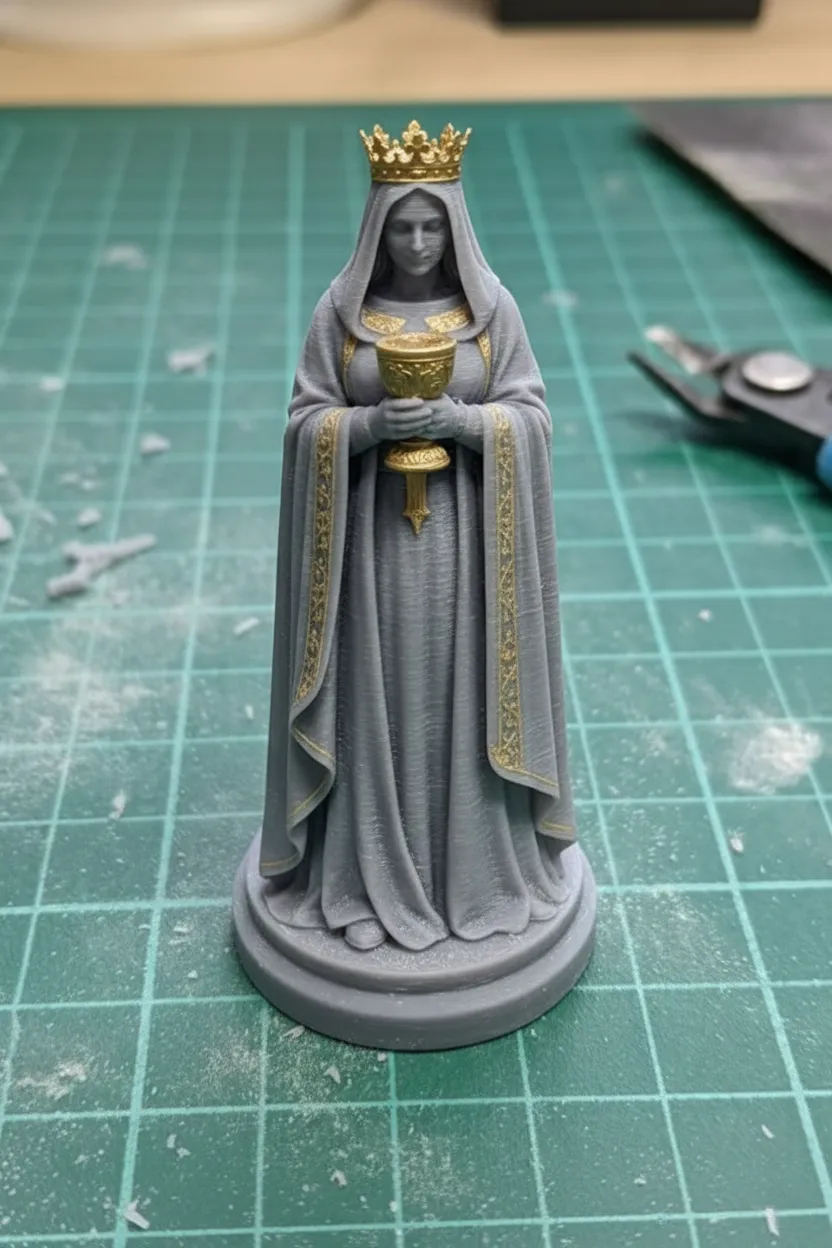 Templar Queen | Medieval Chess Statue - Free 3D Print Model - MakerWorld