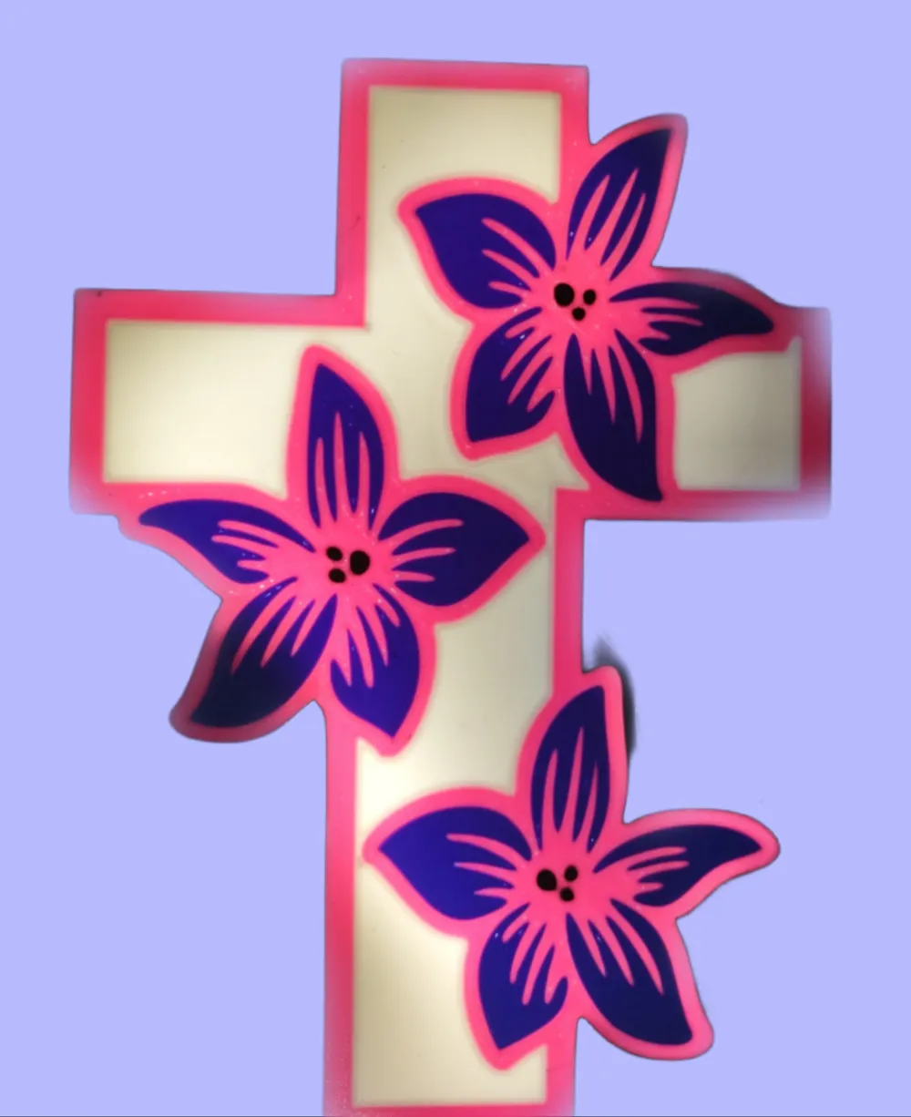 Easter Cross with Flowers Lightbox by KitKat Designs - MakerWorld