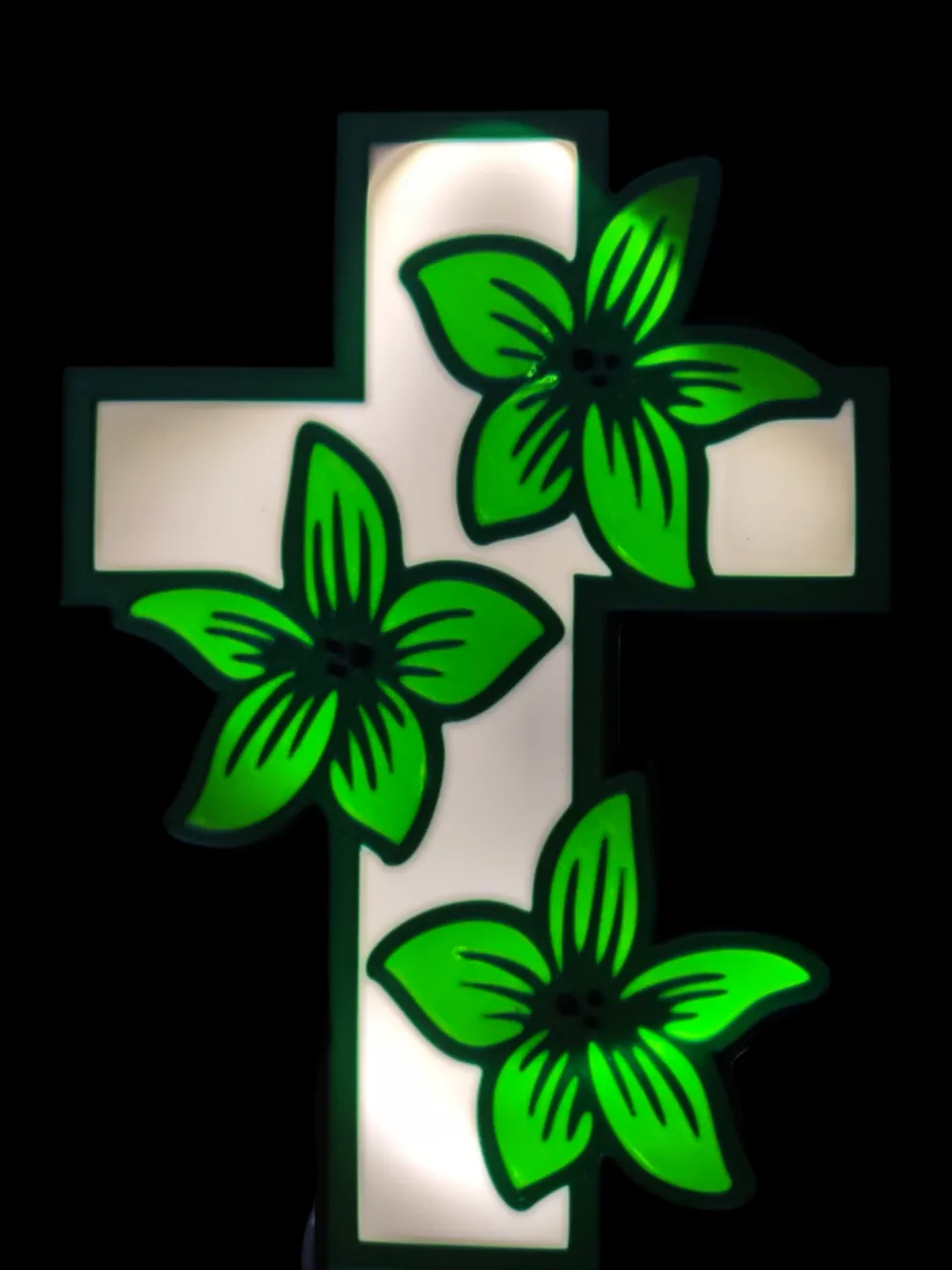Easter Cross with Flowers Lightbox by KitKat Designs - MakerWorld