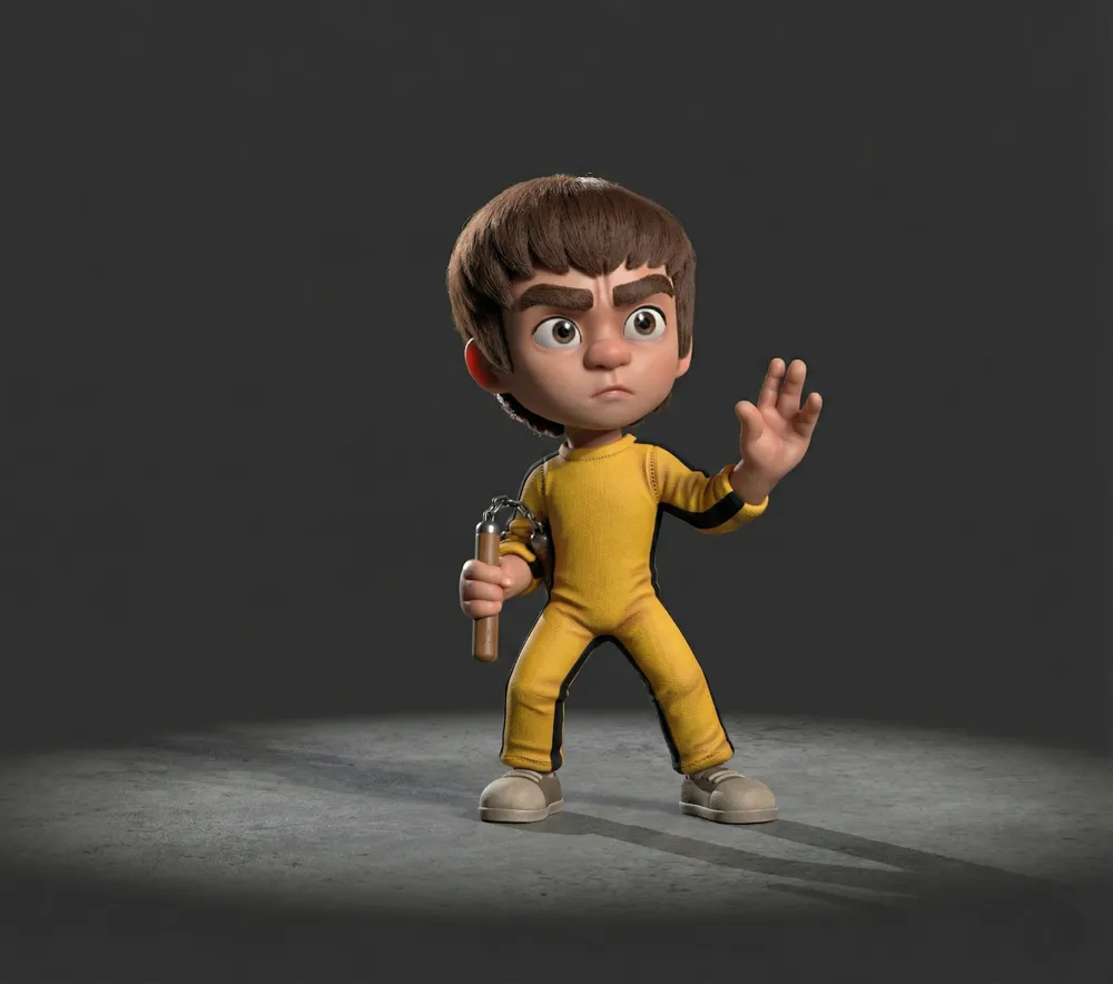 Chibi Bruce Lee Martial Arts Hero - Free 3D Print Model - MakerWorld