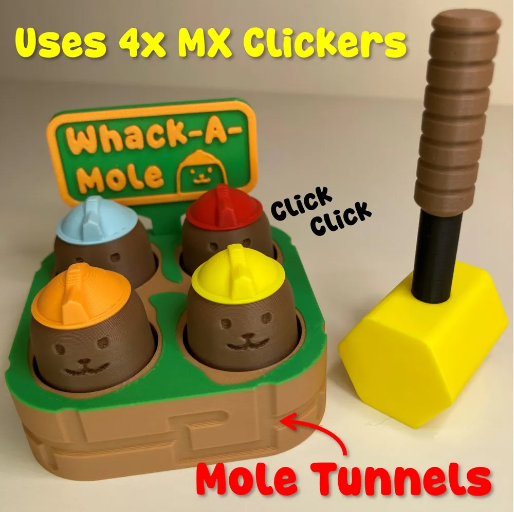 Whack A Mole Clicker Fidget Toy - Whack-A-Mole - Free 3D Print Model ...