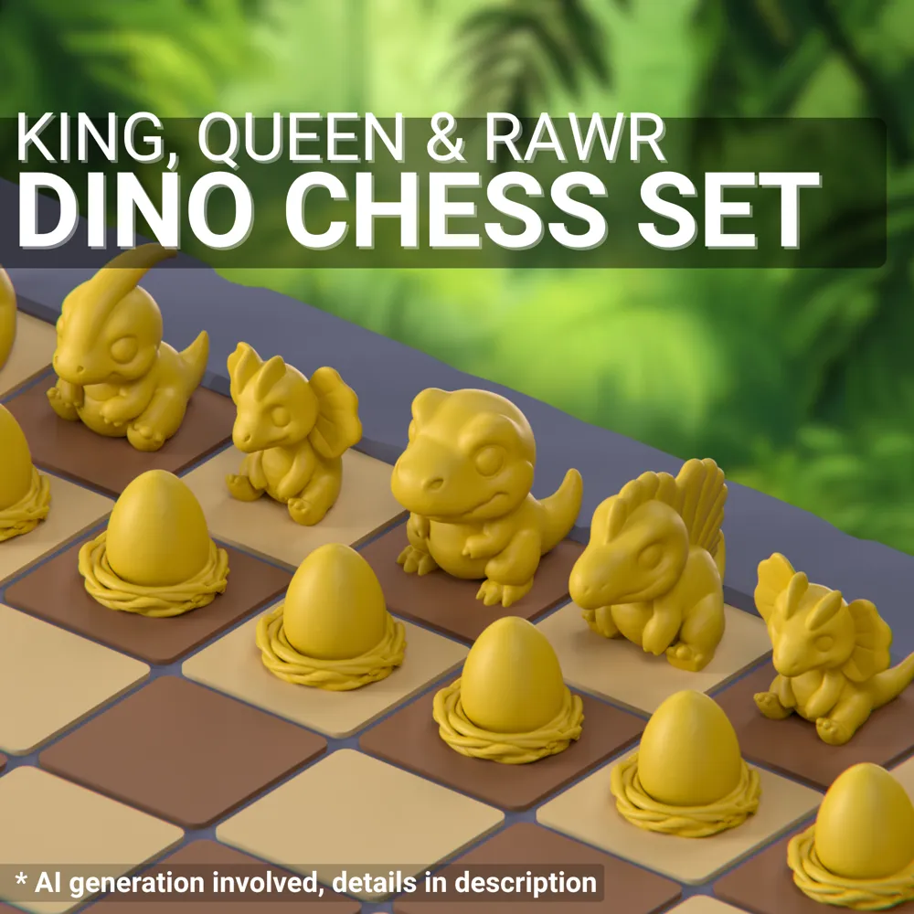 Dino Chess Set by Rubiksensei MakerWorld: Download Free 3D Models