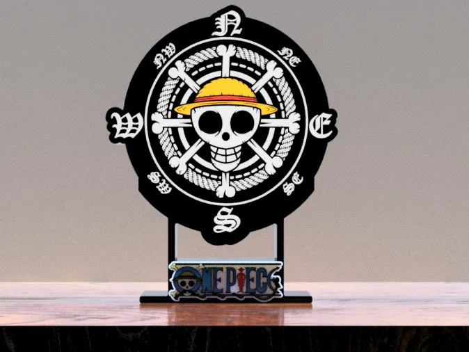 One Piece Pirate King Compass LED Lightbox & Stand - Free 3D Print ...
