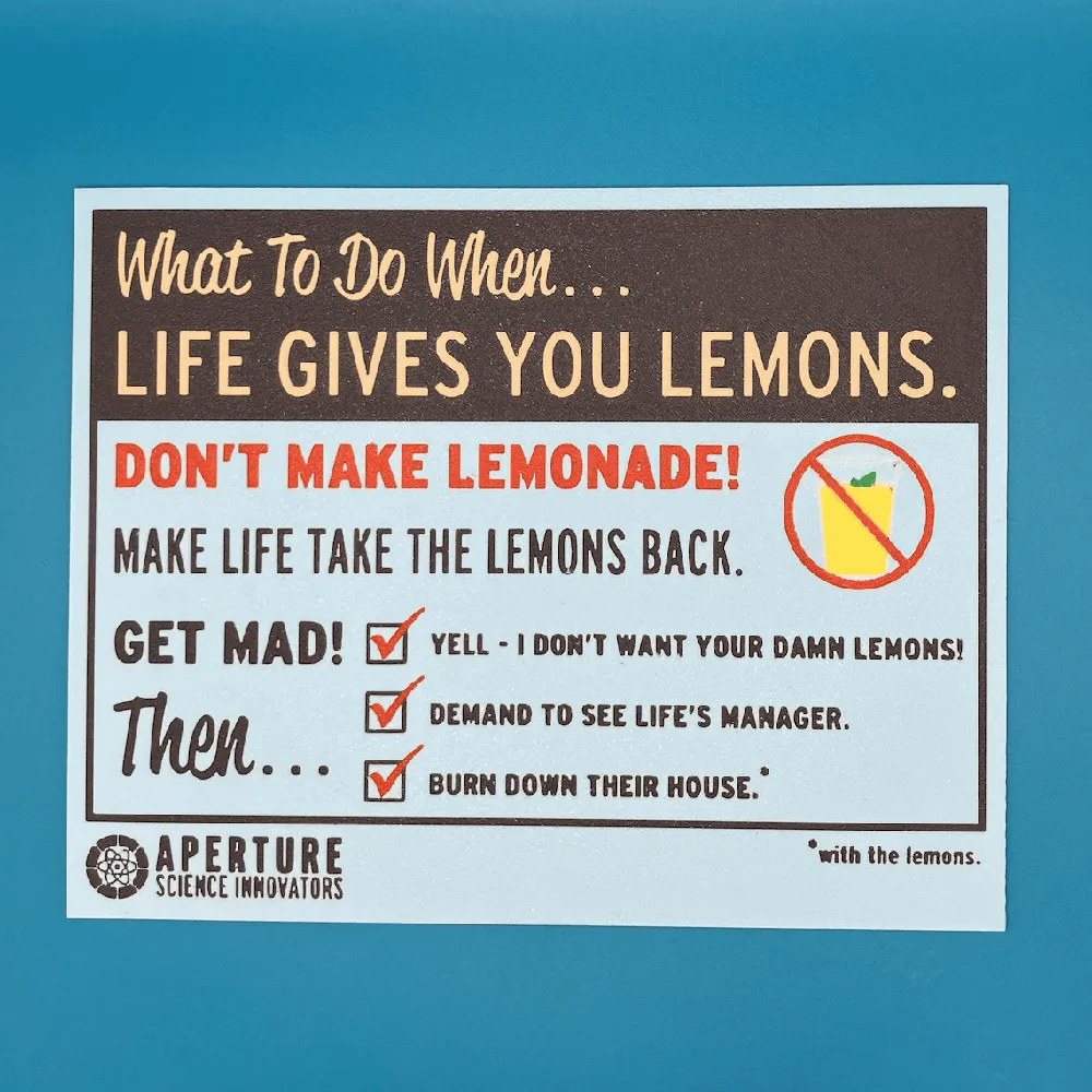 Portal 2 Lemons Sign (Updated!) - Free 3D Print Model - MakerWorld