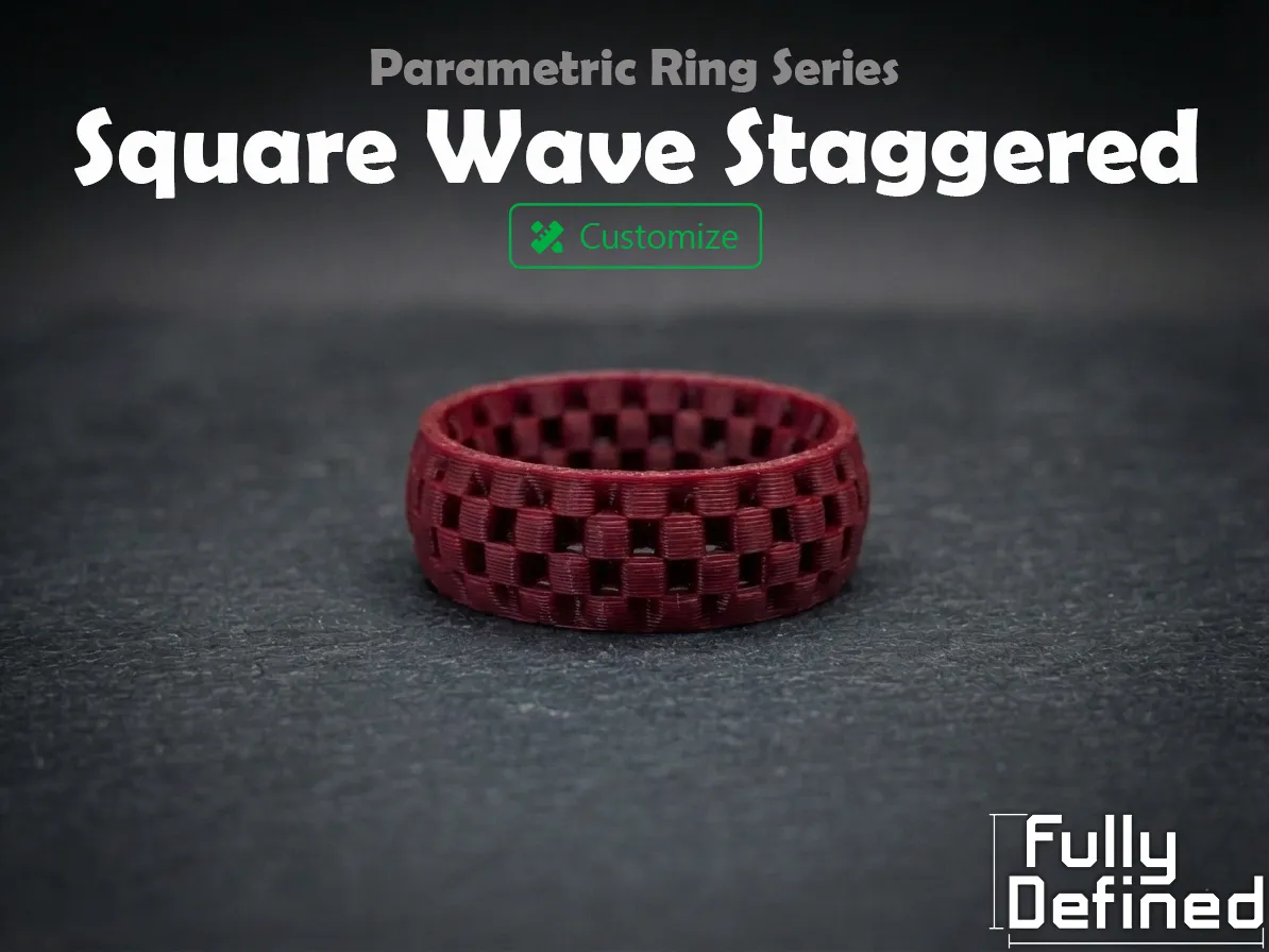 Square Wave Staggered ~ Parametric Ring Series - Free 3D Print Model ...