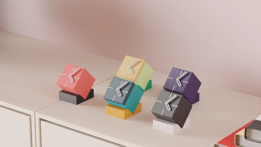 Desktop Clock. Retro Cube Design with Stand by Abstractia Design ...