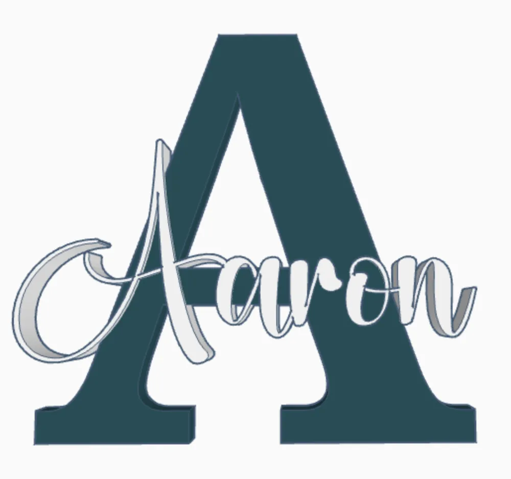 Aaron Name Ornament Initial Nameplate Sign - Free 3D Print Model ...