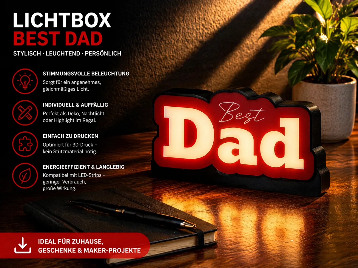 Best Dad Lightbox – Lightbox as a Father's Day Gift - Free 3D Print ...