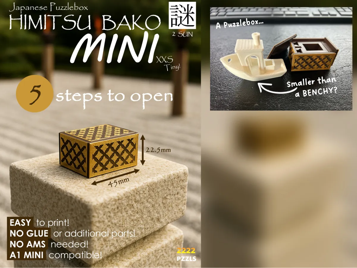 Himitsu Bako MINI | 5 PASOS XXS Caja Rompecabezas Japonesa por ...