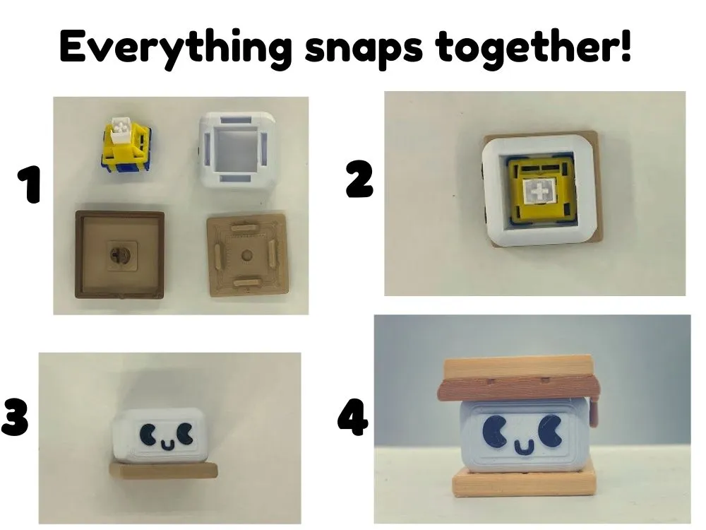 Smores Clicker Fidget Toy (Optional Keychain) by helloadorable MakerWorld: Download Free 3D Models