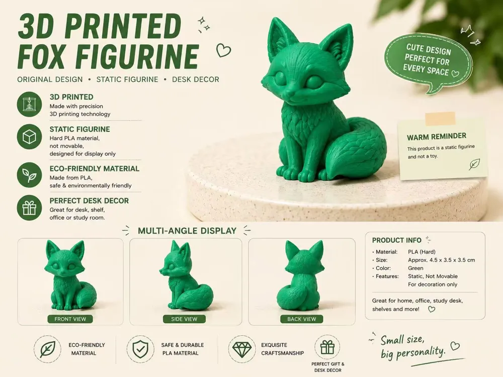 Fox Figurine - Free 3D Print Model - MakerWorld