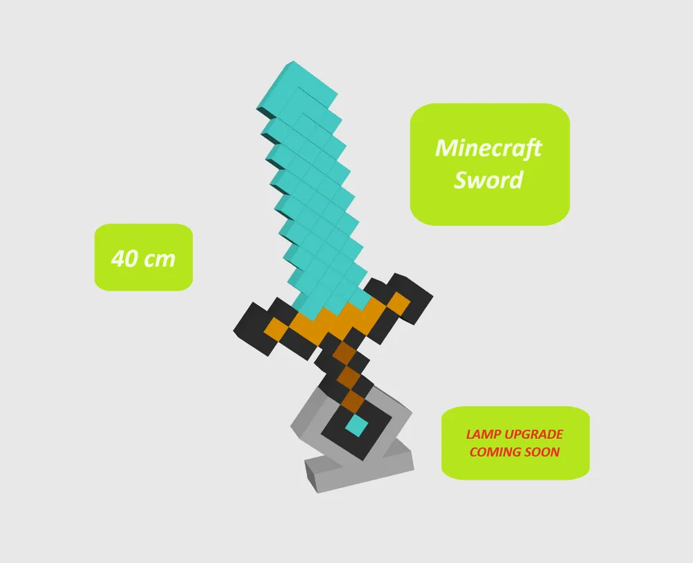 Magic Minecraft Sword (Sculpture / Lamp) - Free 3D Print Model - MakerWorld