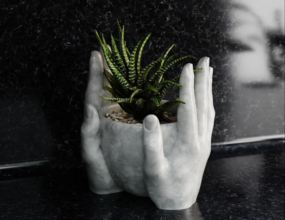 Simple hands flower pot by uni3Dworld MakerWorld: Download Free 3D Models