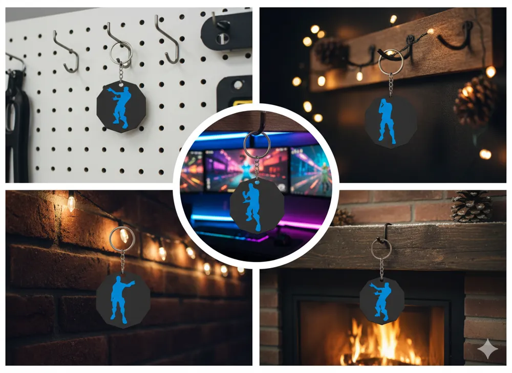 Fortnite-inspired silhouette keychain set - Free 3D Print Model ...