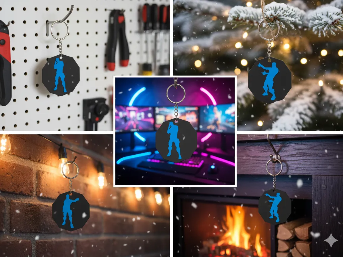 Fortnite-inspired silhouette keychain set - Free 3D Print Model ...