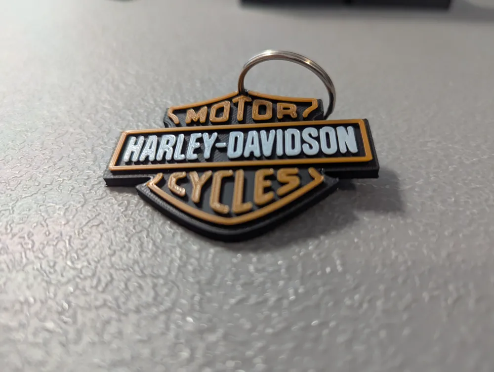 Harley Davidson Keychain Raised Color Fast Print - Free 3D Print Model ...
