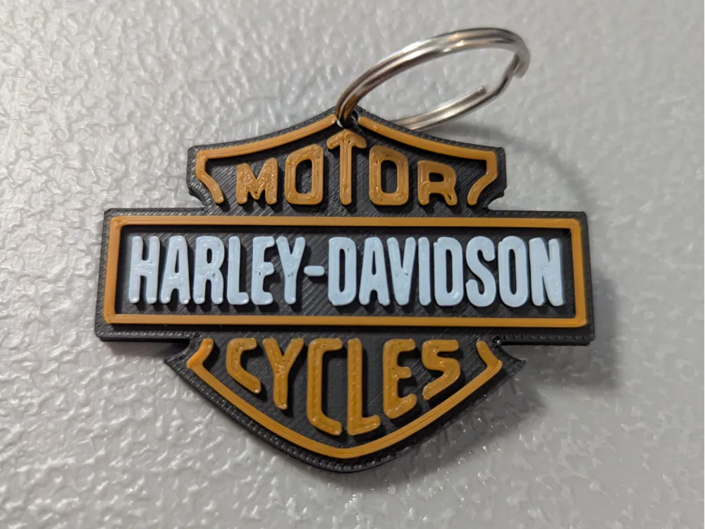 Harley Davidson Keychain Raised Color Fast Print - Free 3D Print Model ...