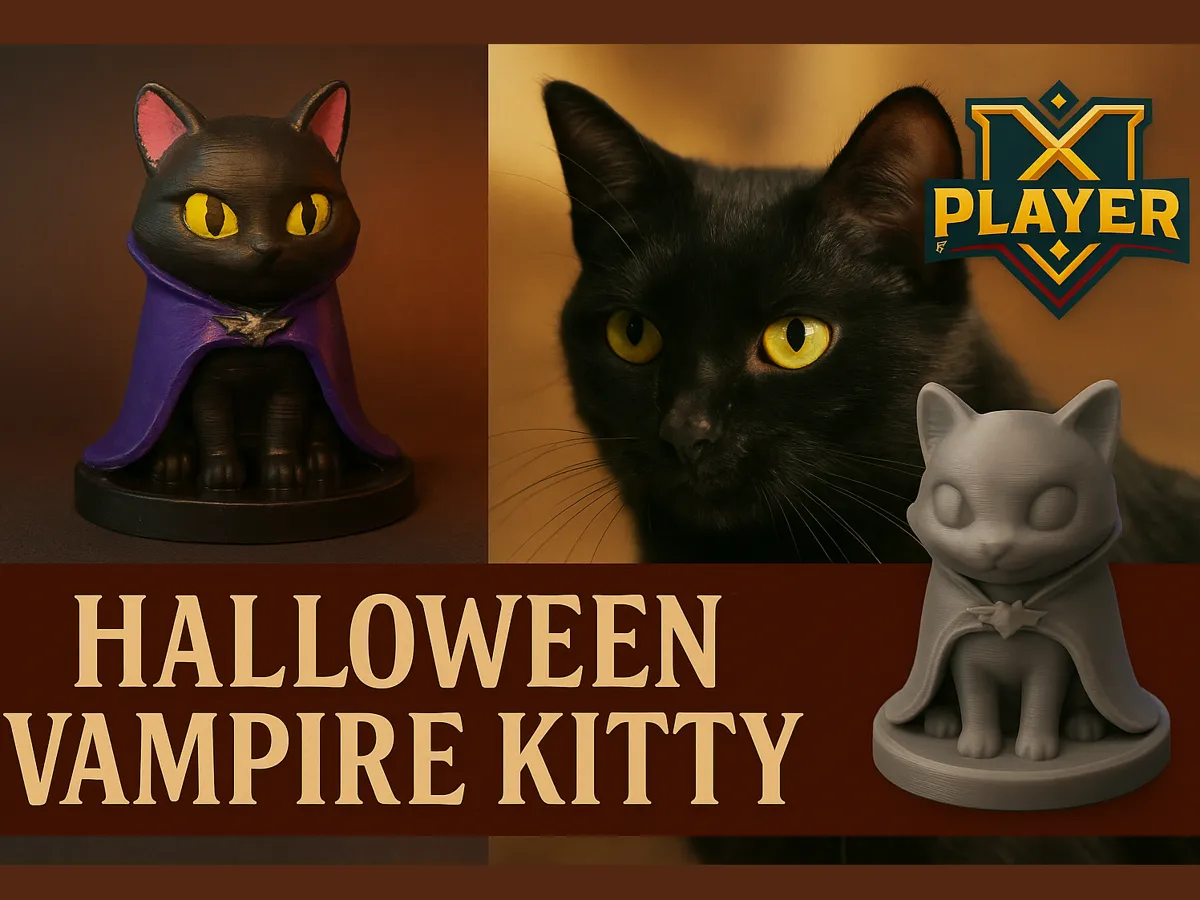 Black Vampire Kitty / Cat: DnD D&D PF Mini by PlayerX MakerWorld ...