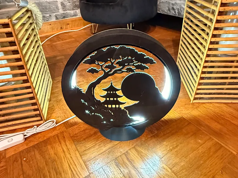 LED Ring Lamp v2 including frame with Japanese motif - Free 3D Print ...