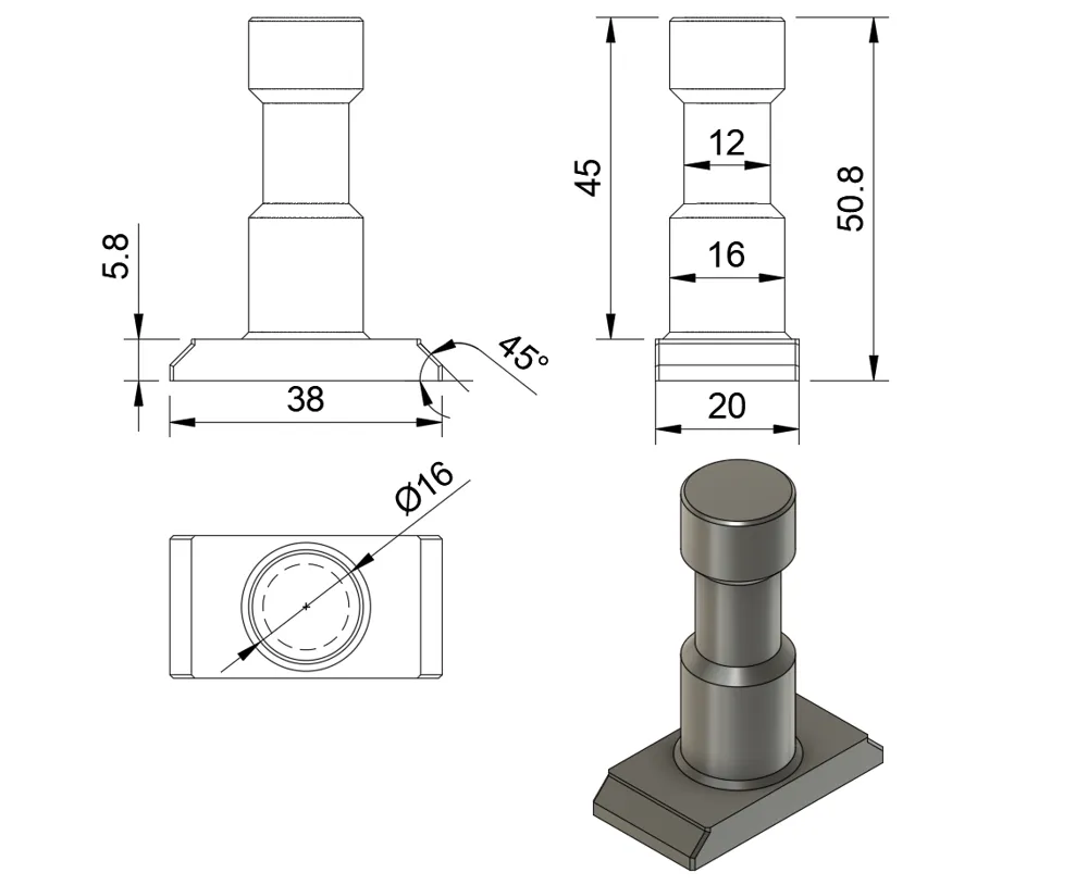 16mm (5/8") Baby Pin (Spigot) to Arca-Swiss Tripod - Free 3D Print ...