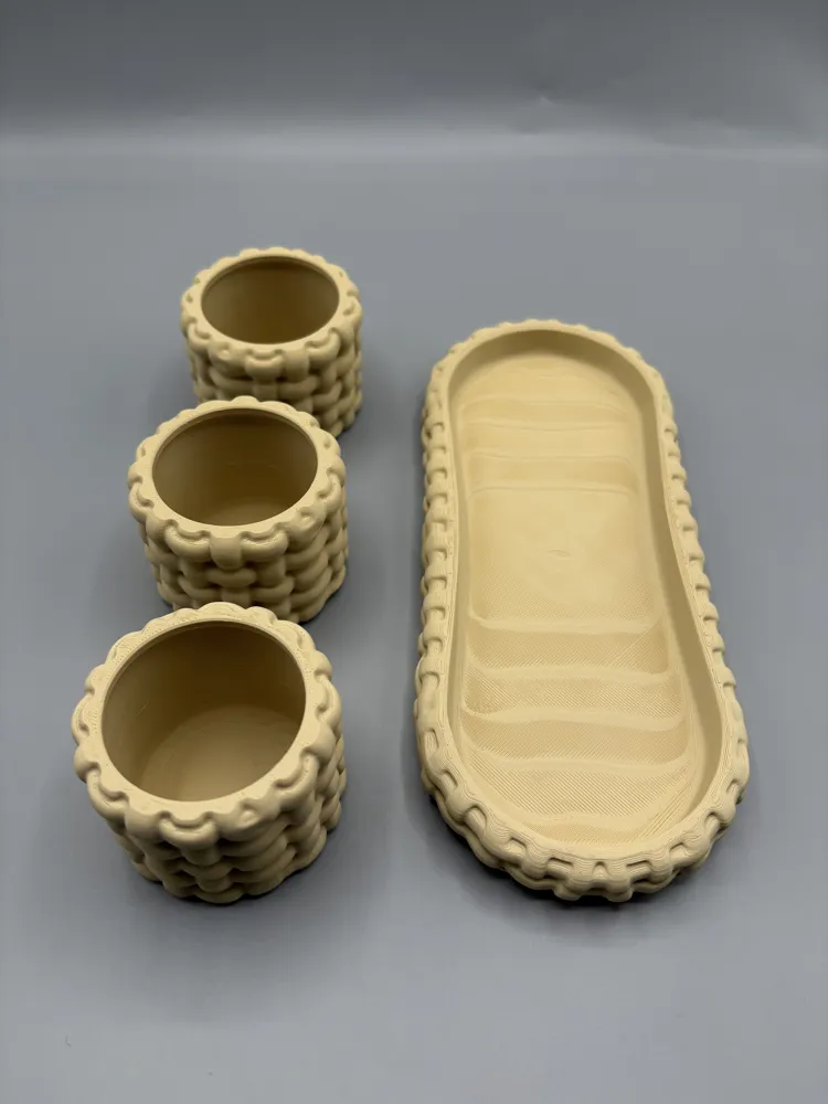 Woven Tea Light Holder & Tray Set NO SUPPORT FAST - Free 3D Print Model ...