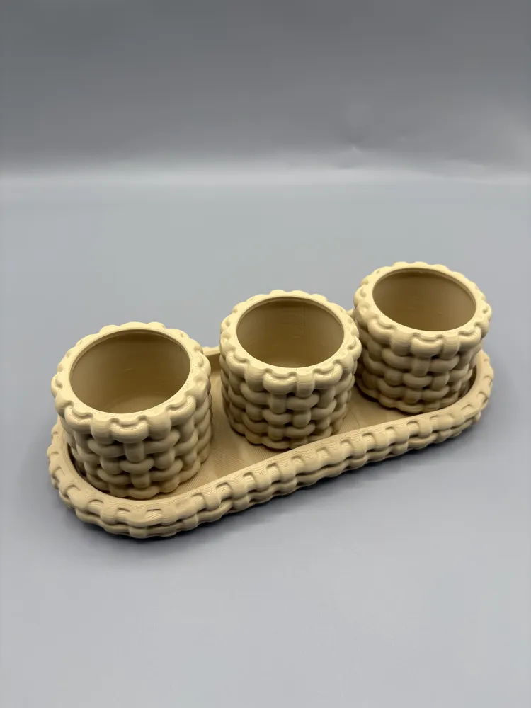 Woven Tea Light Holder & Tray Set NO SUPPORT FAST - Free 3D Print Model ...
