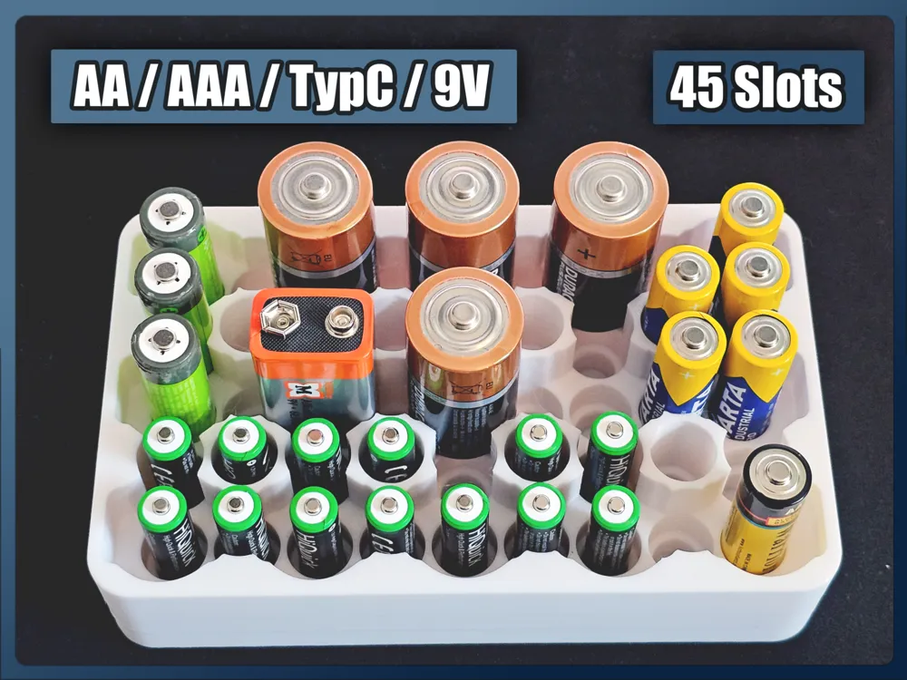 AA / AAA / TypC / 9V Battery Organizer / Container / Storage by AU3D ...