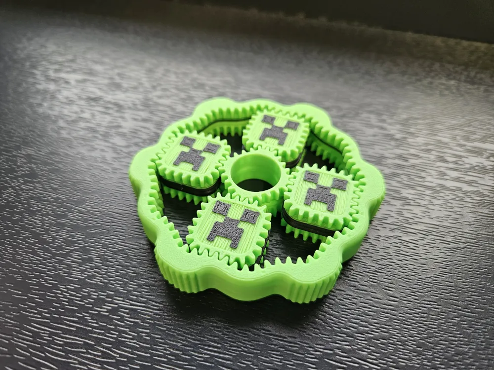 Minecraft Creeper Square Planetary Gears Spinner - Free 3D Print Model ...