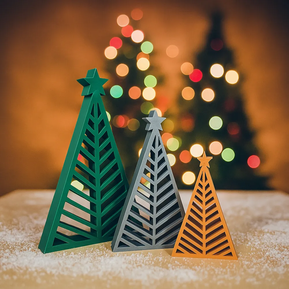 Modern Christmas Tree Set – 4 Geometric Designs - Free 3D Print Model ...