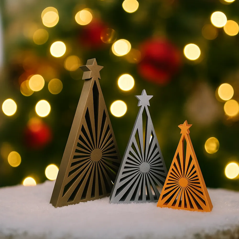 Modern Christmas Tree Set – 4 Geometric Designs - Free 3D Print Model ...