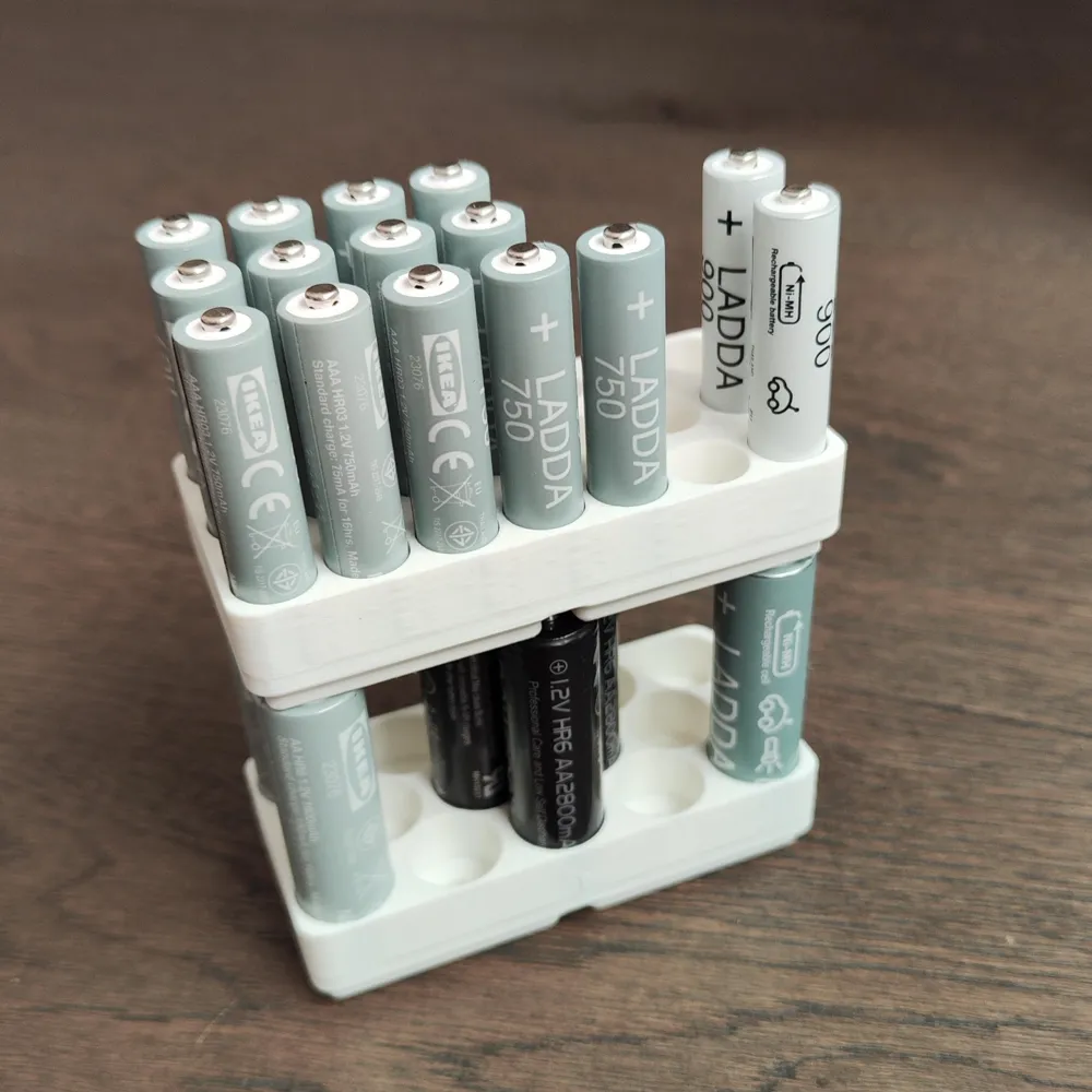 Gridfinity 2x1 Inter-stackable AAA battery holder by TopherFX MakerWorld: Download Free 3D Models