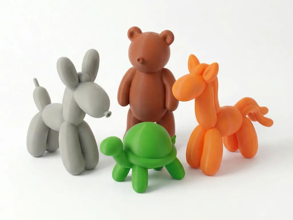 Balloon Animal Set – Bear, Donkey, Horse & Turtle - Free 3D Print Model ...