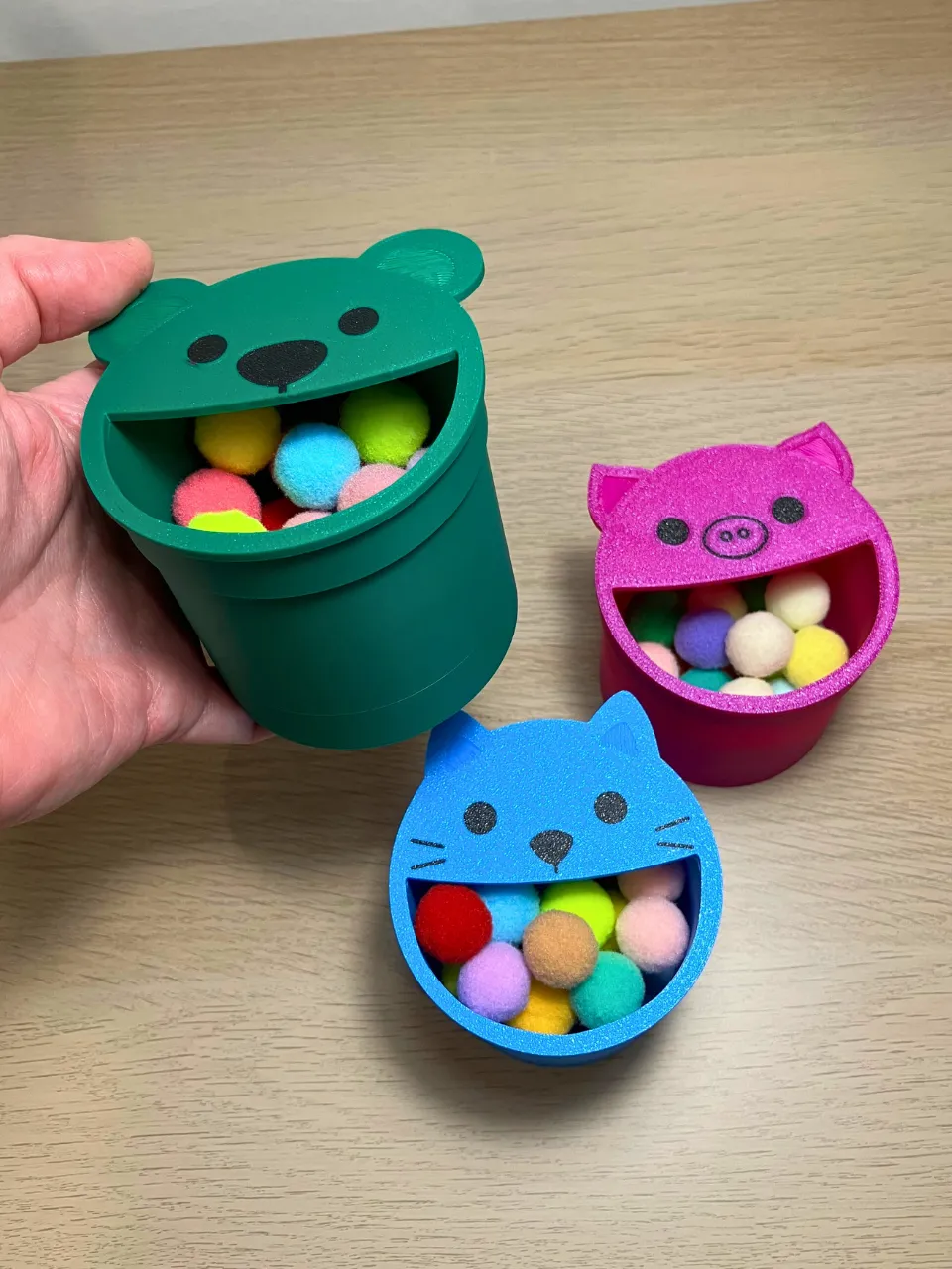 Cute Animal Face Sensory Play Cups -Cat, Bear, Pig - Free 3D Print ...