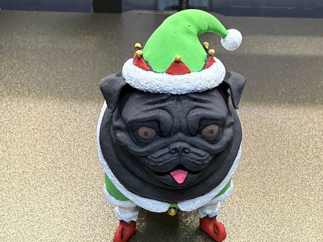 Santa's little elf helper Pug dog - Free 3D Print Model - MakerWorld