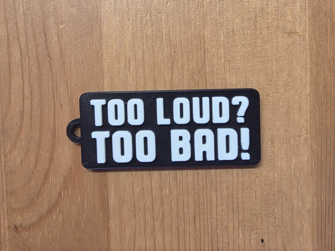 too loud too bad keyring - Free 3D Print Model - MakerWorld