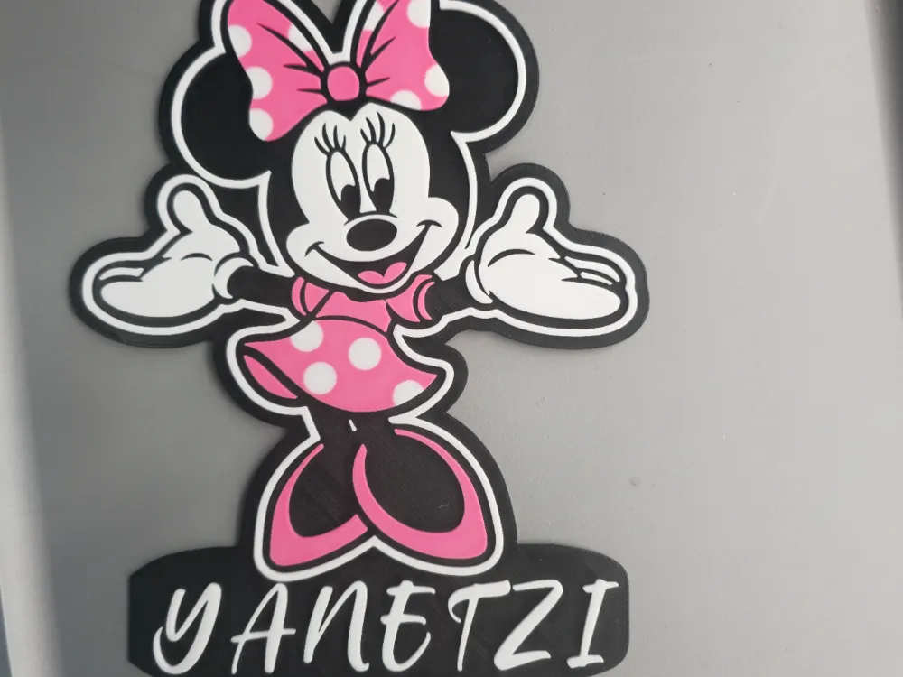 Customize Minnie mouse name plate - Free 3D Print Model - MakerWorld